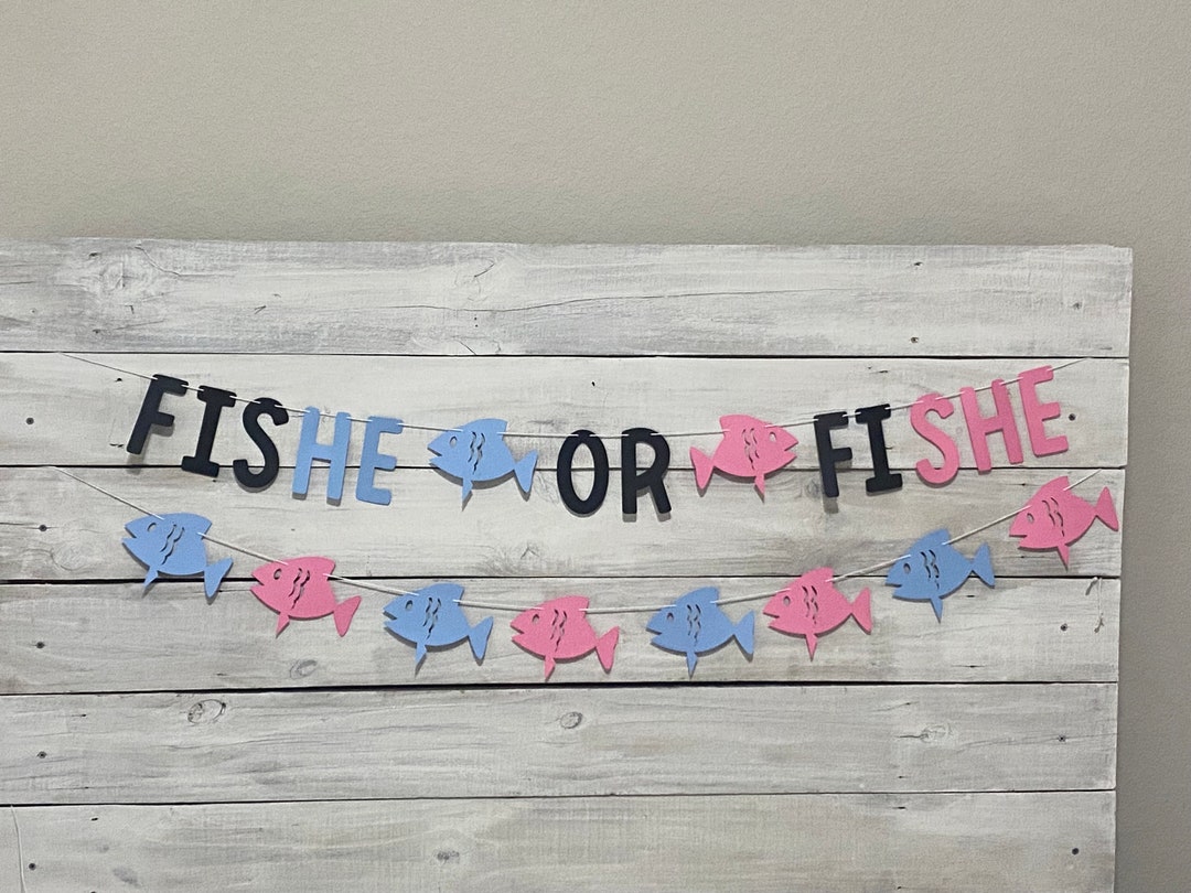 Fishe or Fishe Gender Reveal Banner: Pink & Blue Fish Theme - Etsy