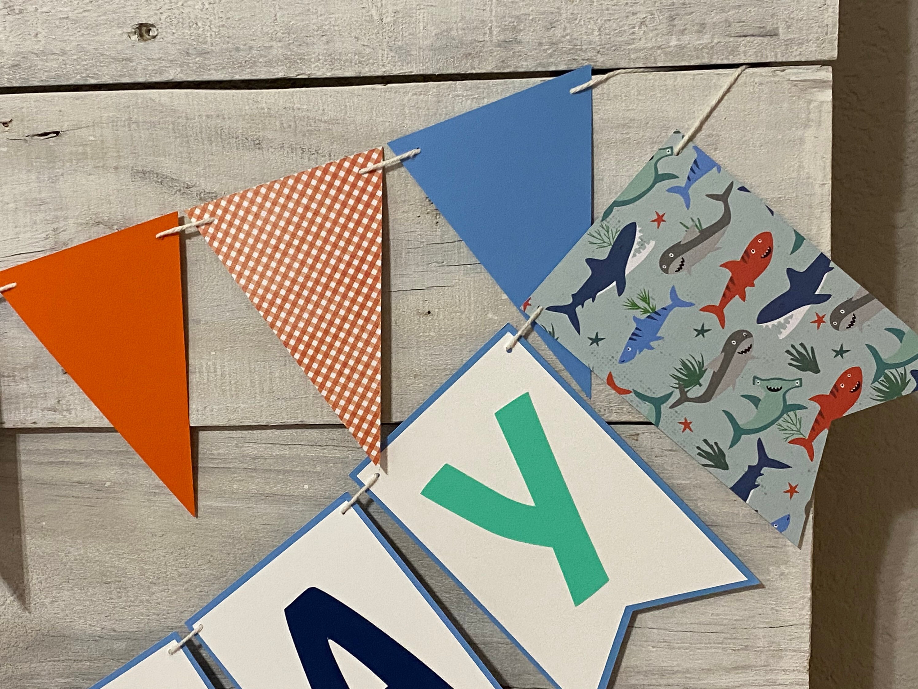 SHARK Happy Birthday Pennant Banner Shark Banner Baby | Etsy