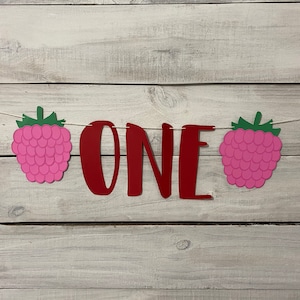 Berry First Birthday Banner: Pink & Red Cardstock Party Decor - Etsy