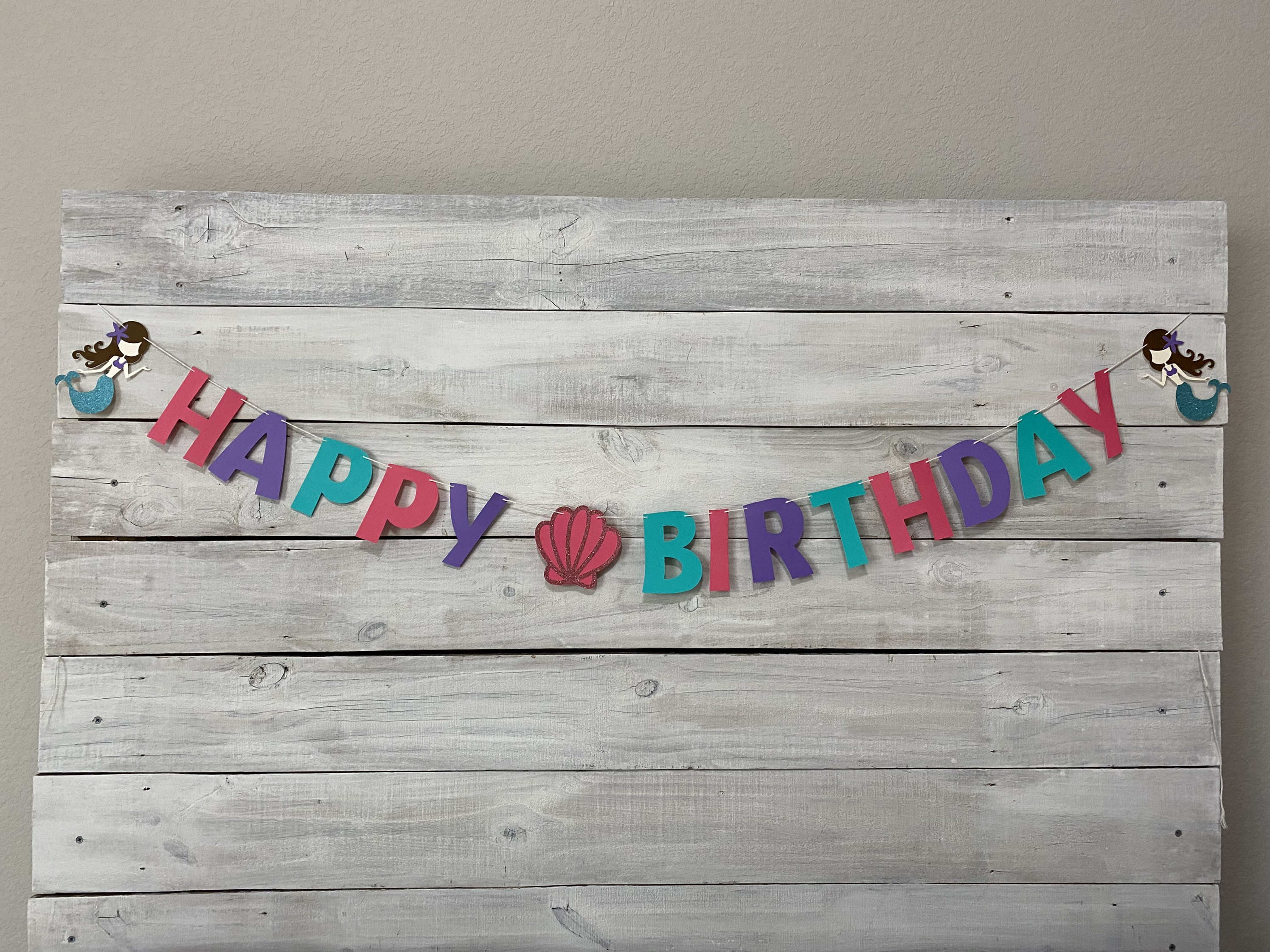 Happy Birthday Mermaid Banner Mermaid and Seashell Birthday - Etsy