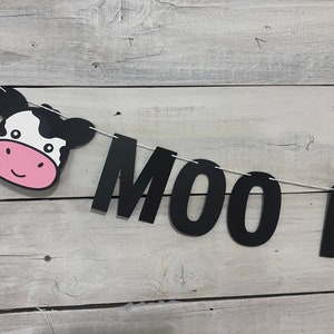 Moo Moo I’m Two Banner - Second Birthday Theme - Farm Birthday - Cow ...
