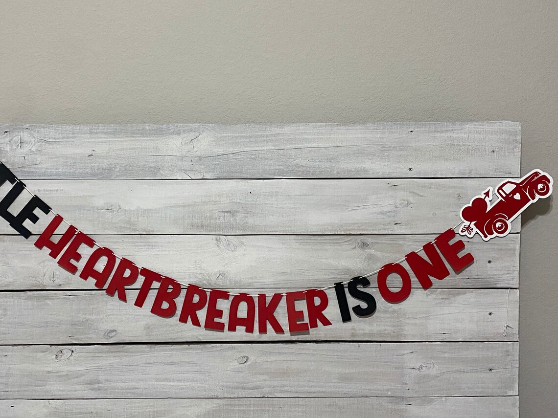 Heartbreaker ONE Banner: Valentine's 1st Birthday Party Decor - Etsy