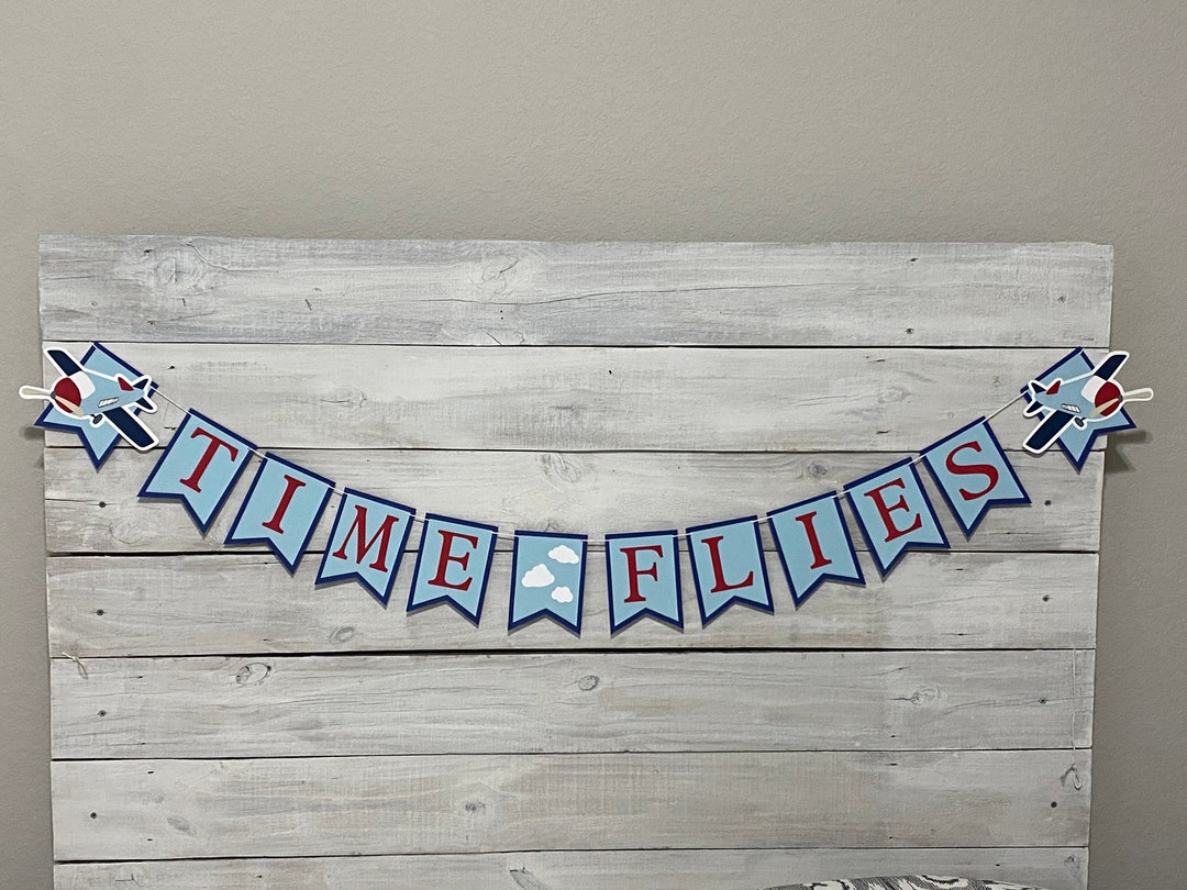 Time Flies Birthday Banner, Airplane Birthday, Airplane 1st Birthday ...