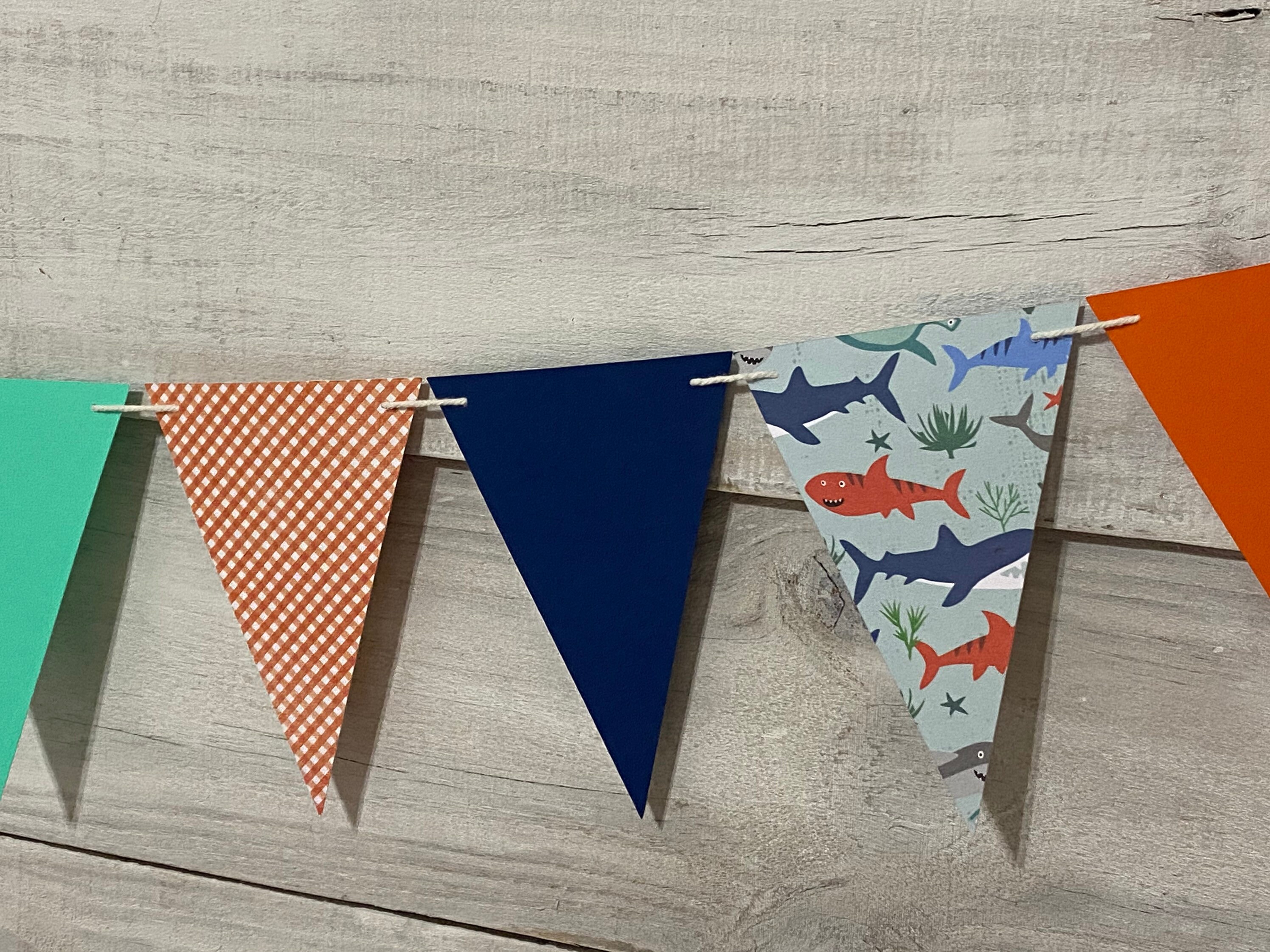 SHARK Happy Birthday Pennant Banner Shark Banner Baby | Etsy