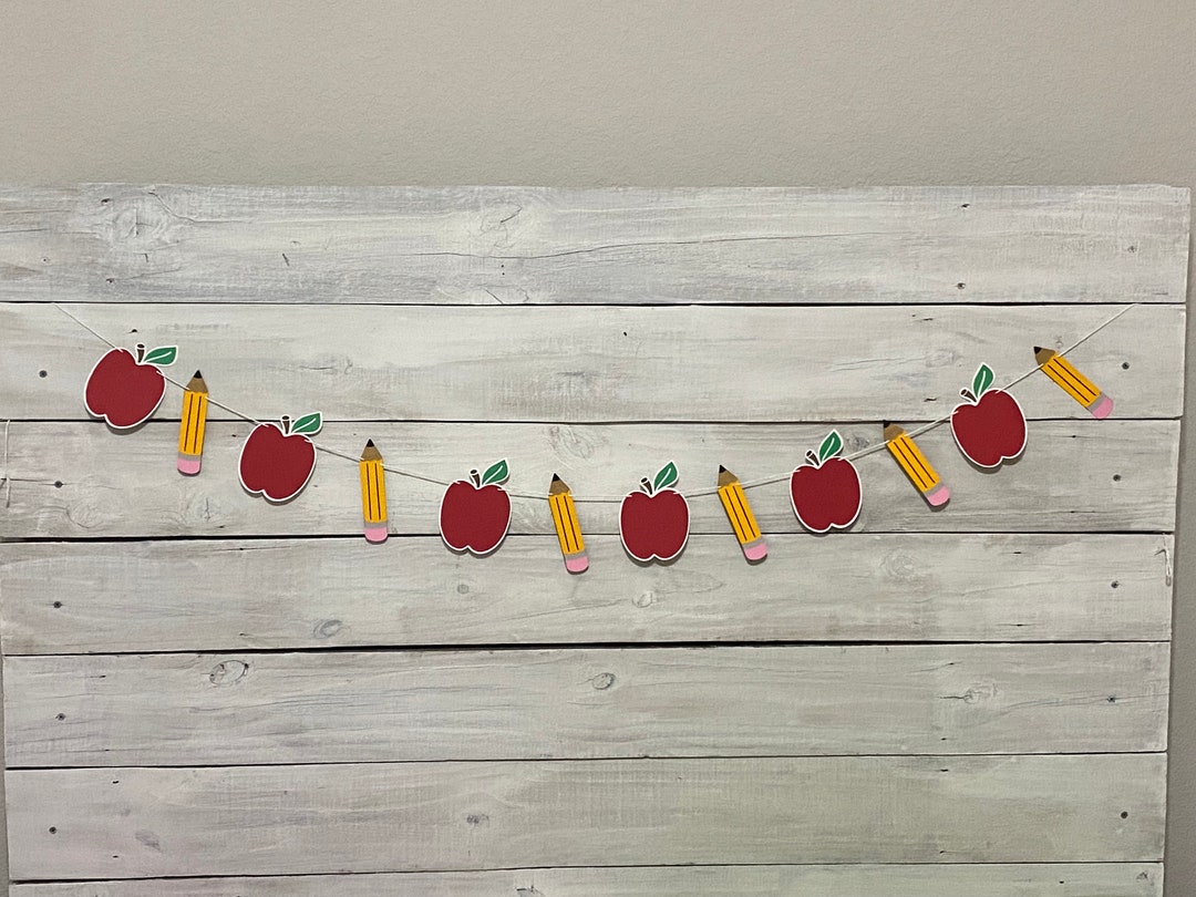 Apple & Pencil Banner: Back to School Classroom Decor - Etsy