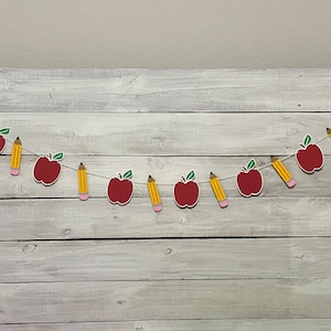 Back to School Banner - Pencils and Apples Banner - Teacher Classroom ...