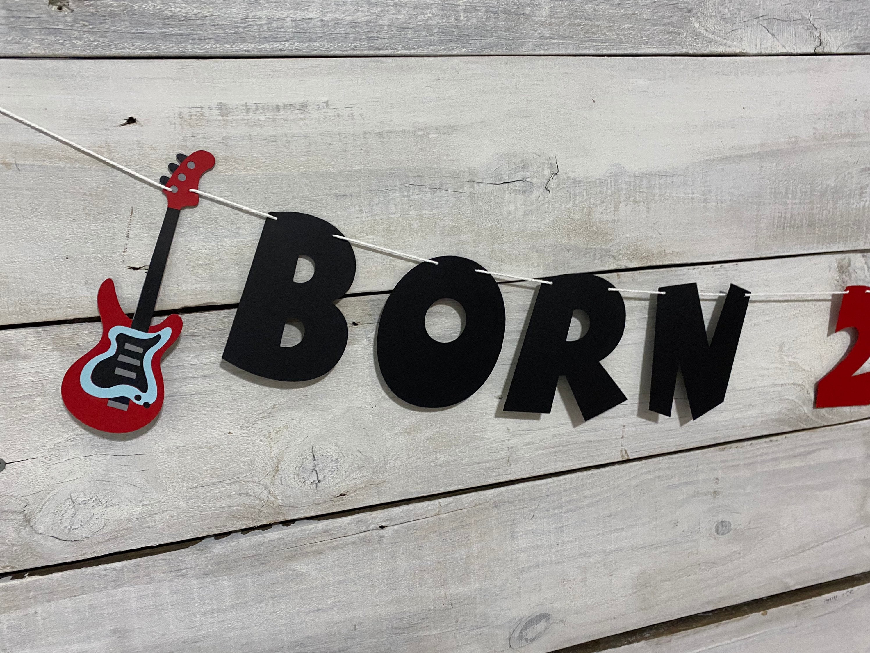 Born 2 Rock Birthday Banner Second Birthday Party Rockstar - Etsy