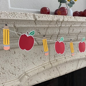 Back to School Banner Pencils and Apples Banner Teacher | Etsy