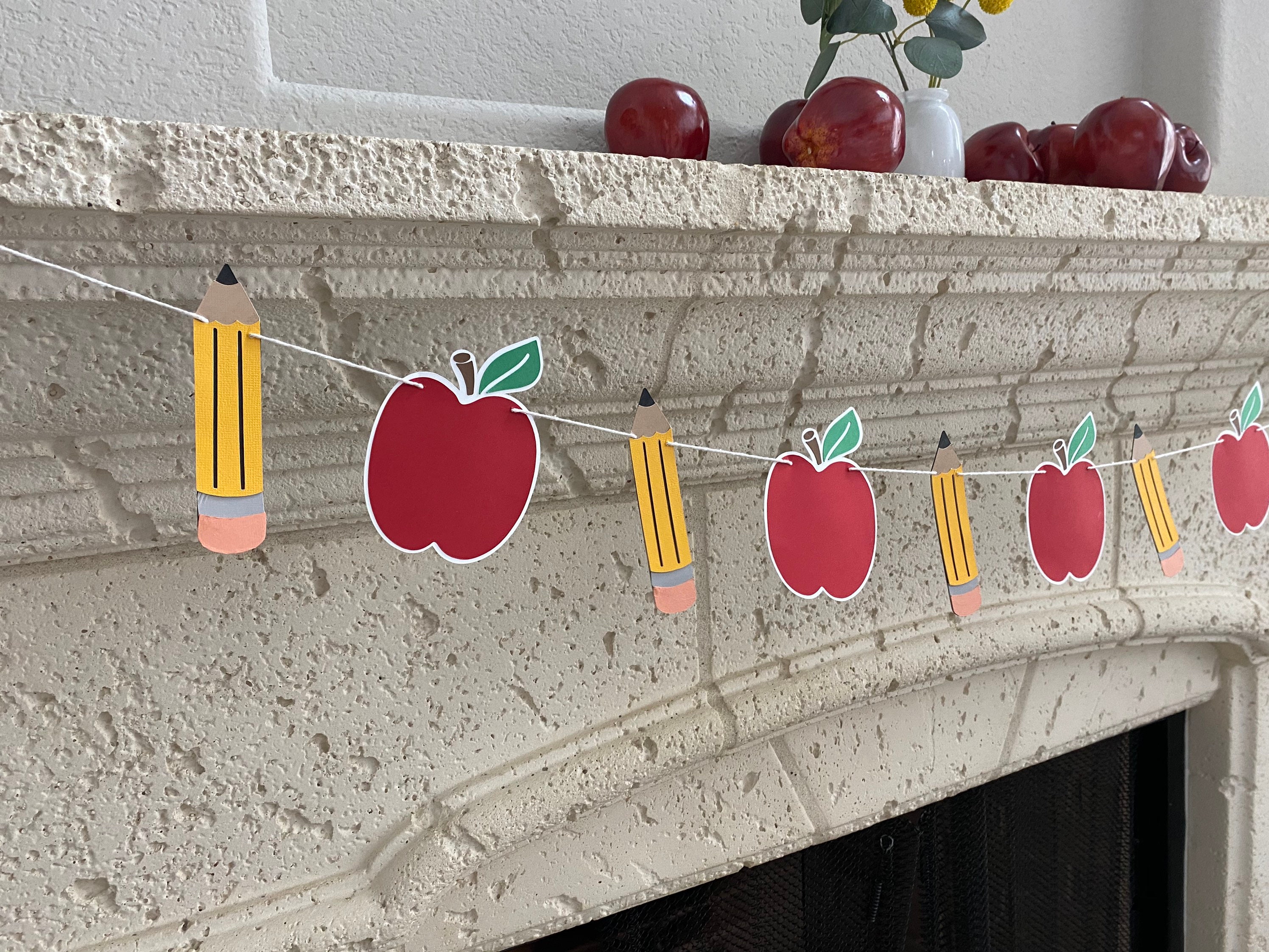 Back to School Banner Pencils and Apples Banner Teacher - Etsy