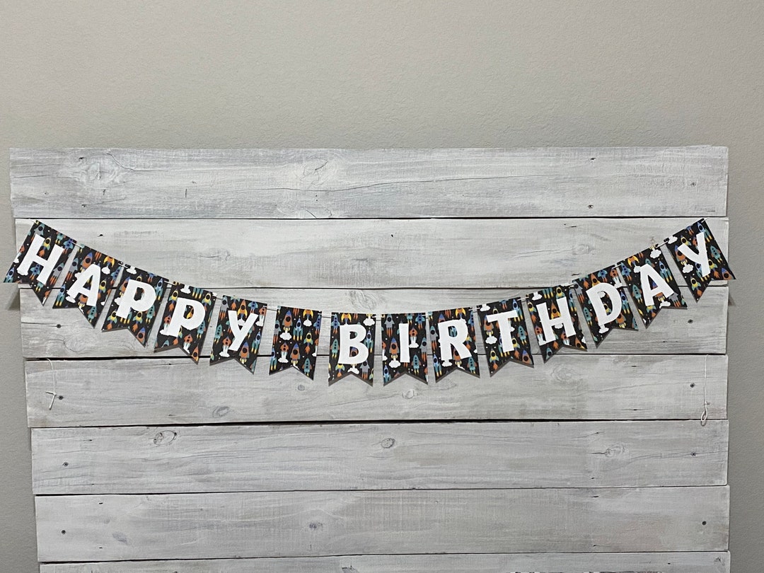 Spaceship Pennant Birthday Banner Space Birthday Decor Astronaut ...