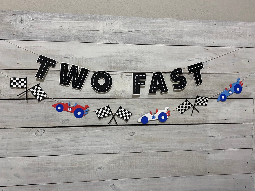 Two Fast Banner - Second Birthday Banner - Racecar Birthday - Second ...