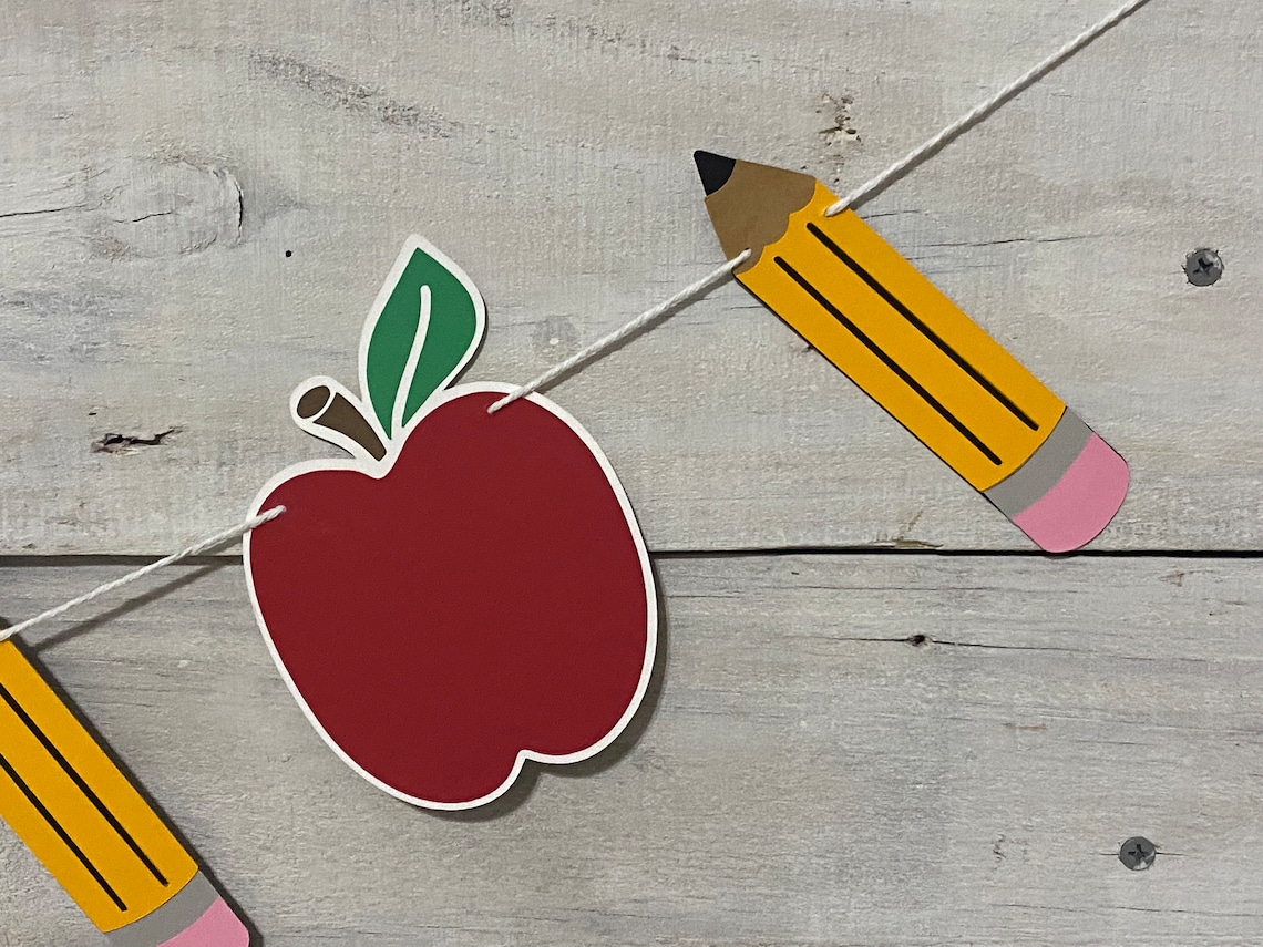 Apple & Pencil Banner: Back to School Classroom Decor - Etsy