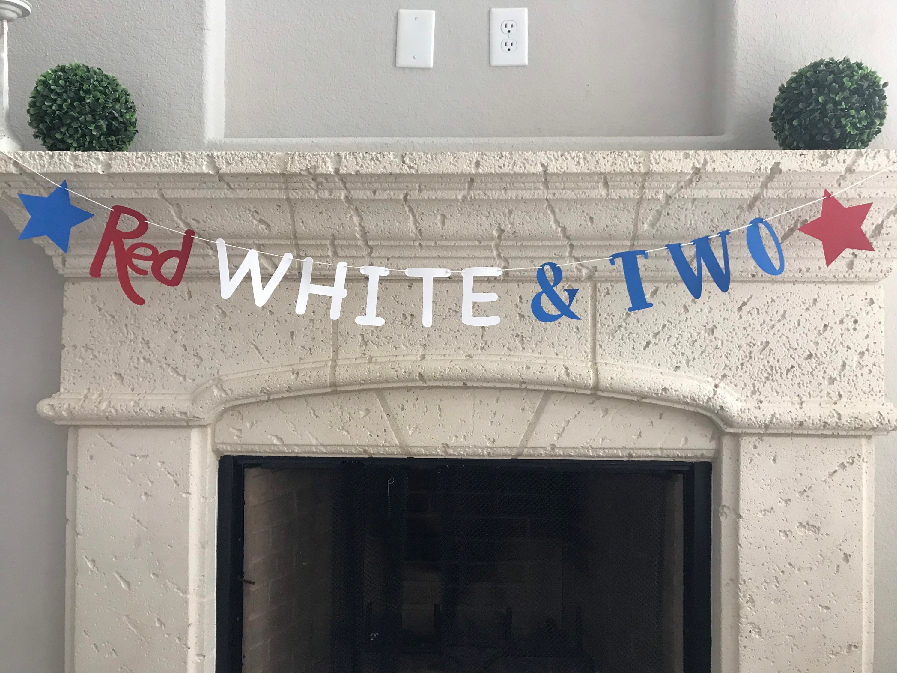 Red White and Two Banner Second Birthday Banner 2nd | Etsy