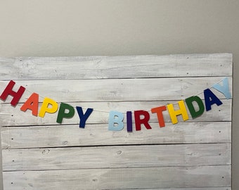 Felt Happy Birthday Banner- Rainbow - Etsy