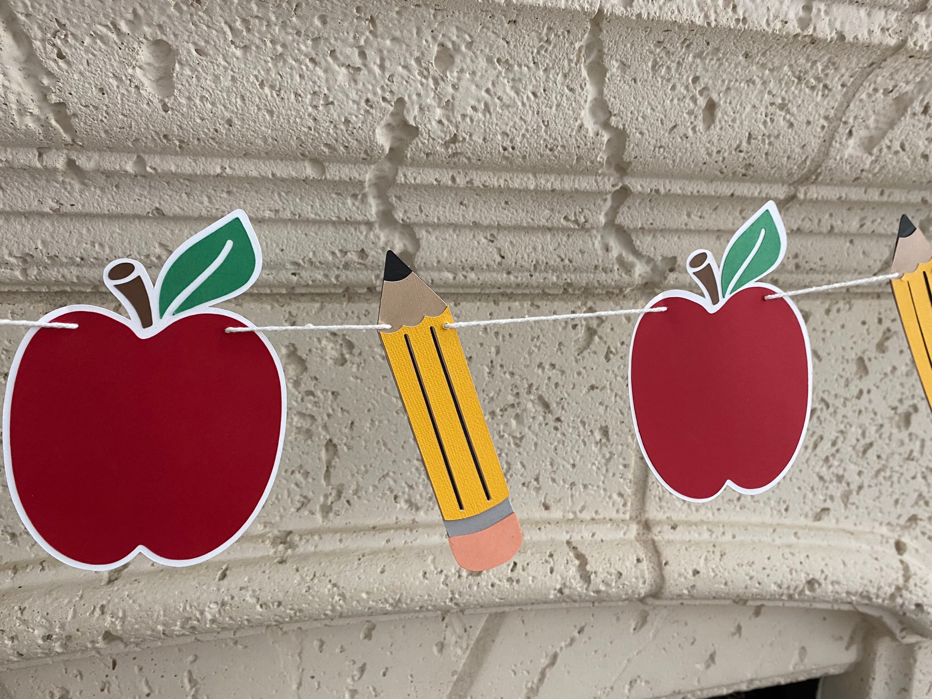 Back to School Banner Pencils and Apples Banner Teacher - Etsy