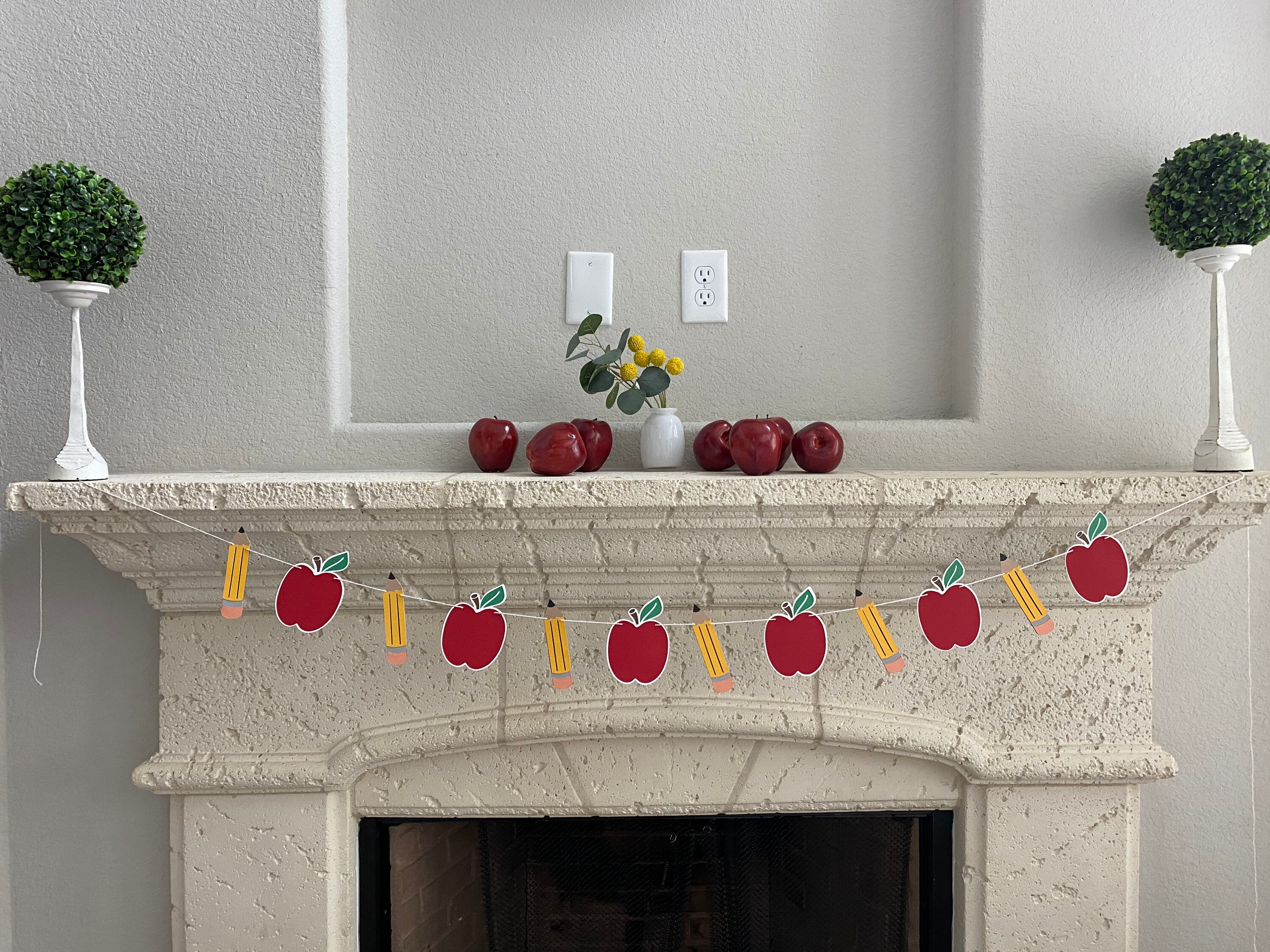 Back to School Banner Pencils and Apples Banner Teacher - Etsy