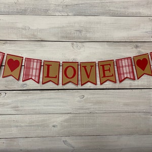 LOVE Pennant Banner Valentine Mantle Decor Love Banner Valentines Day ...