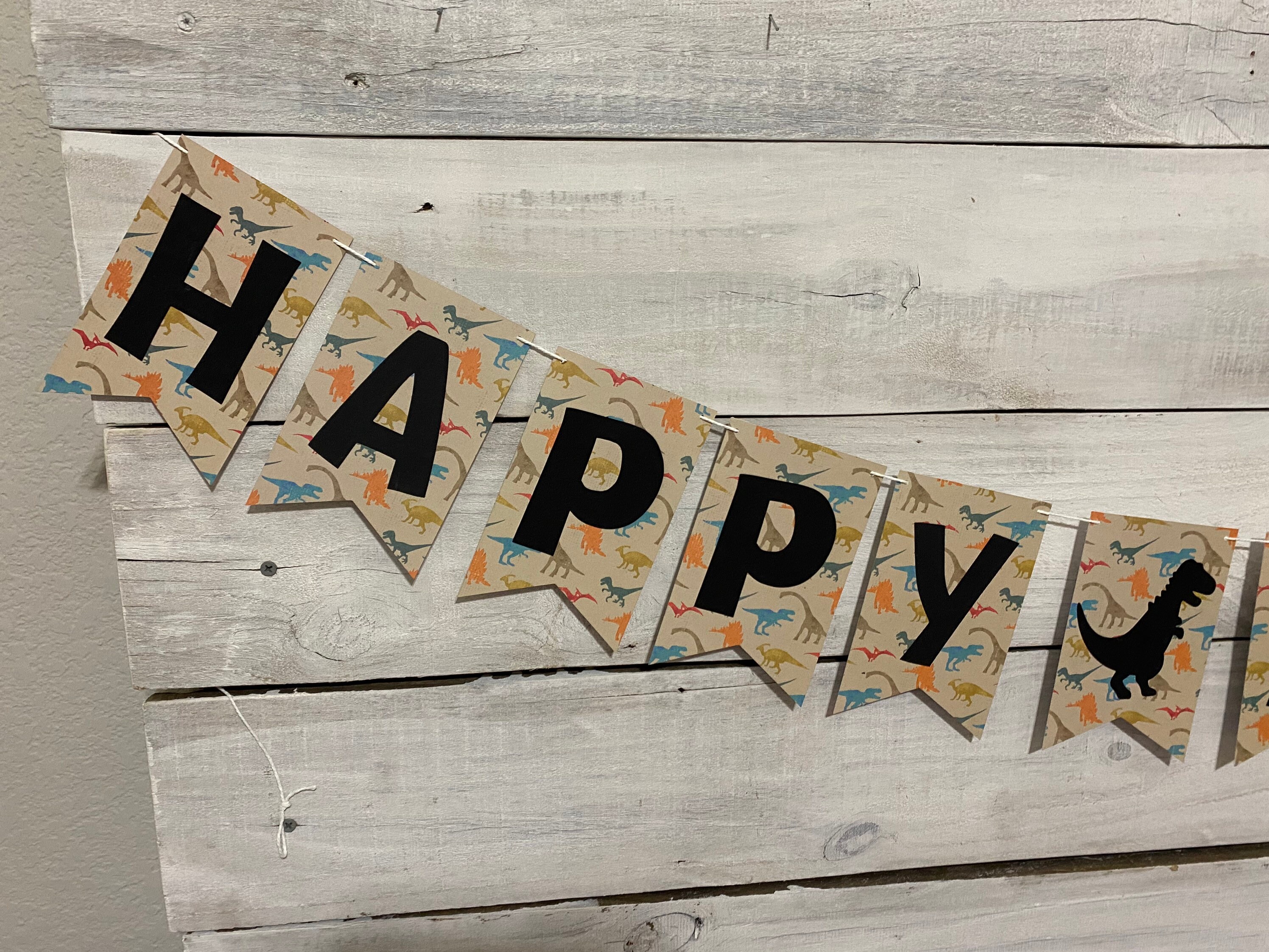 Dinosaur Pennant Birthday Banner-dinosaur Birthday Decor-customizable ...
