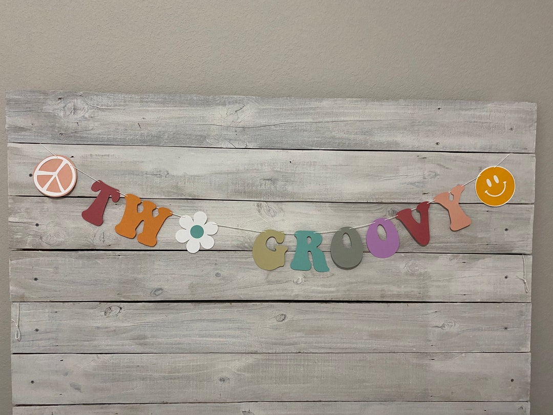 Two Groovy Birthday Banner: 70s Hippie Party Decor - Etsy