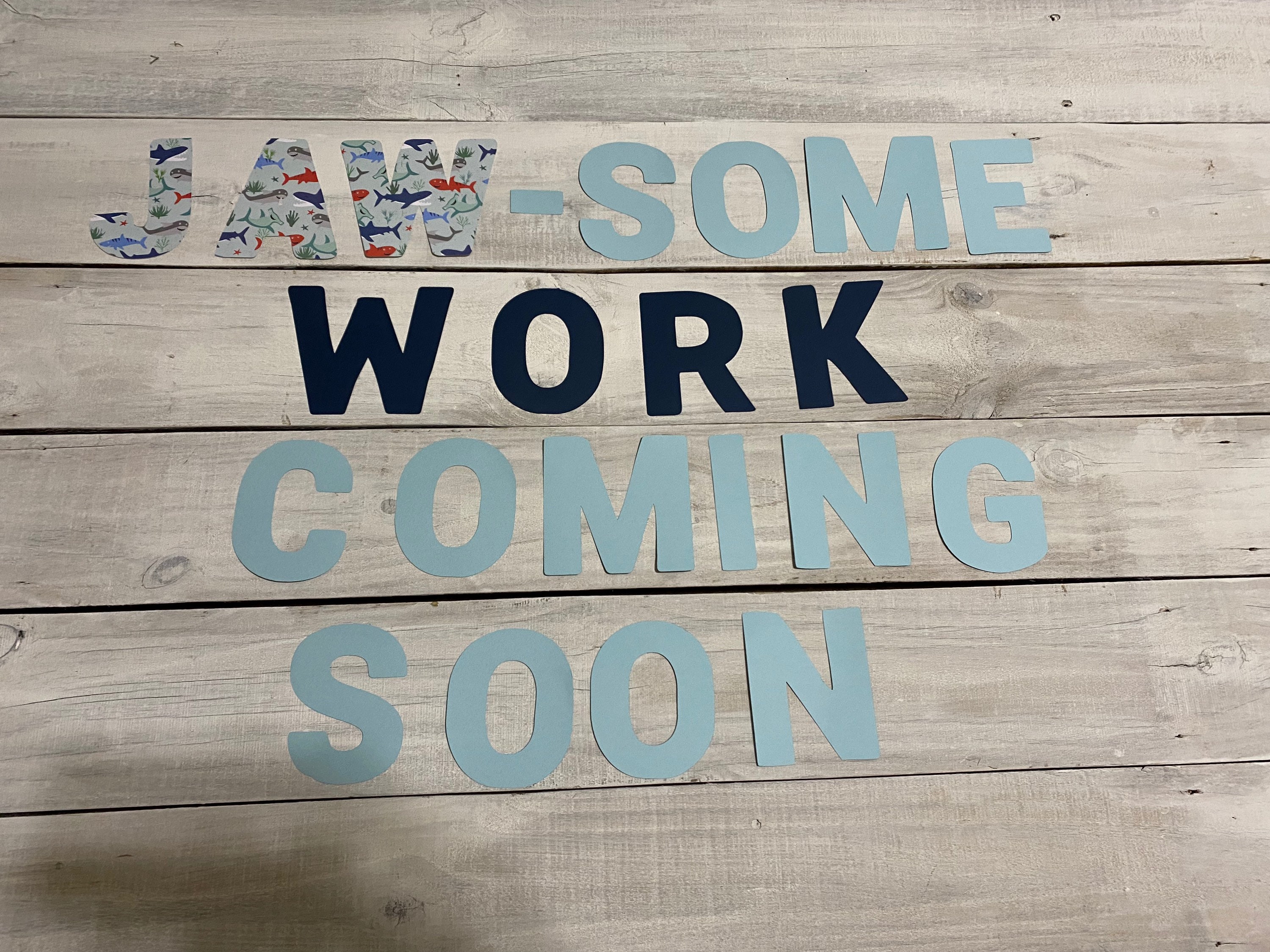 Shark Classroom Bulletin Board Letters: Jaw-some Work Coming Soon - Etsy