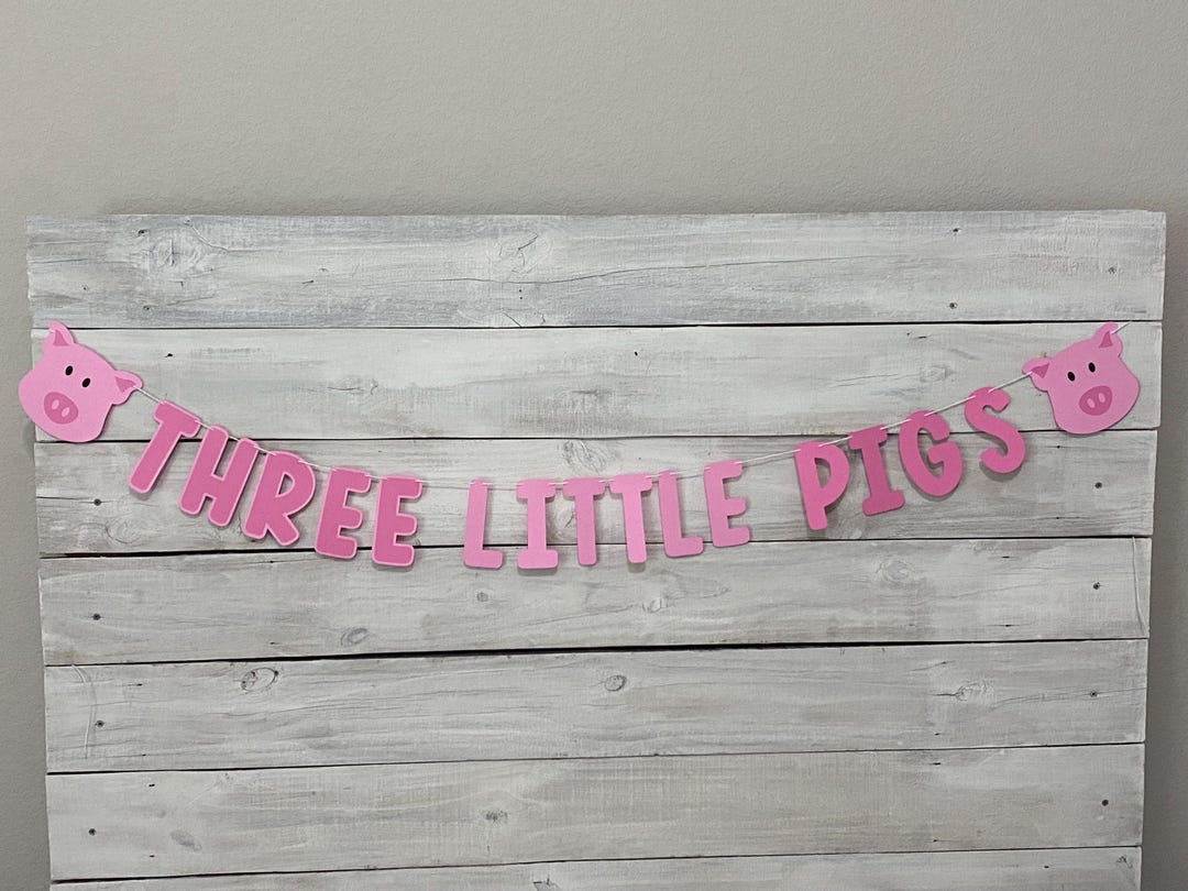 Three Little Pigs Third Birthday Party, Pig Birthday Banner, 3rd ...