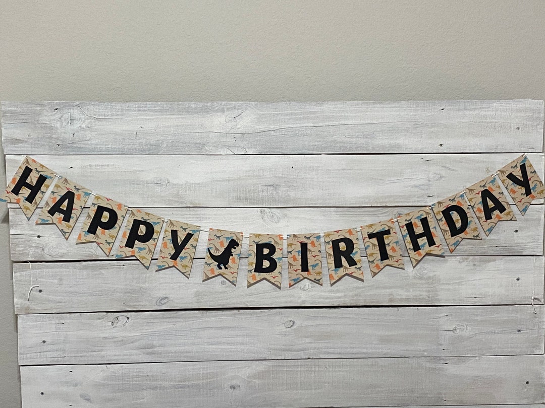 Dinosaur Pennant Birthday Banner-dinosaur Birthday Decor-customizable ...
