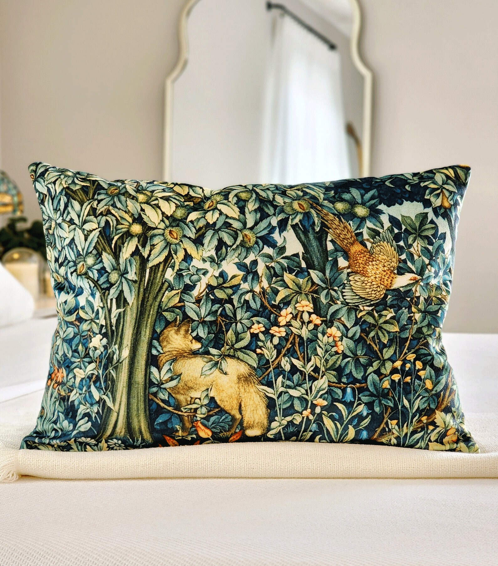 Fox Pillow, Forest Decor, William Morris Pillow, Nature Pillow, Arts ...