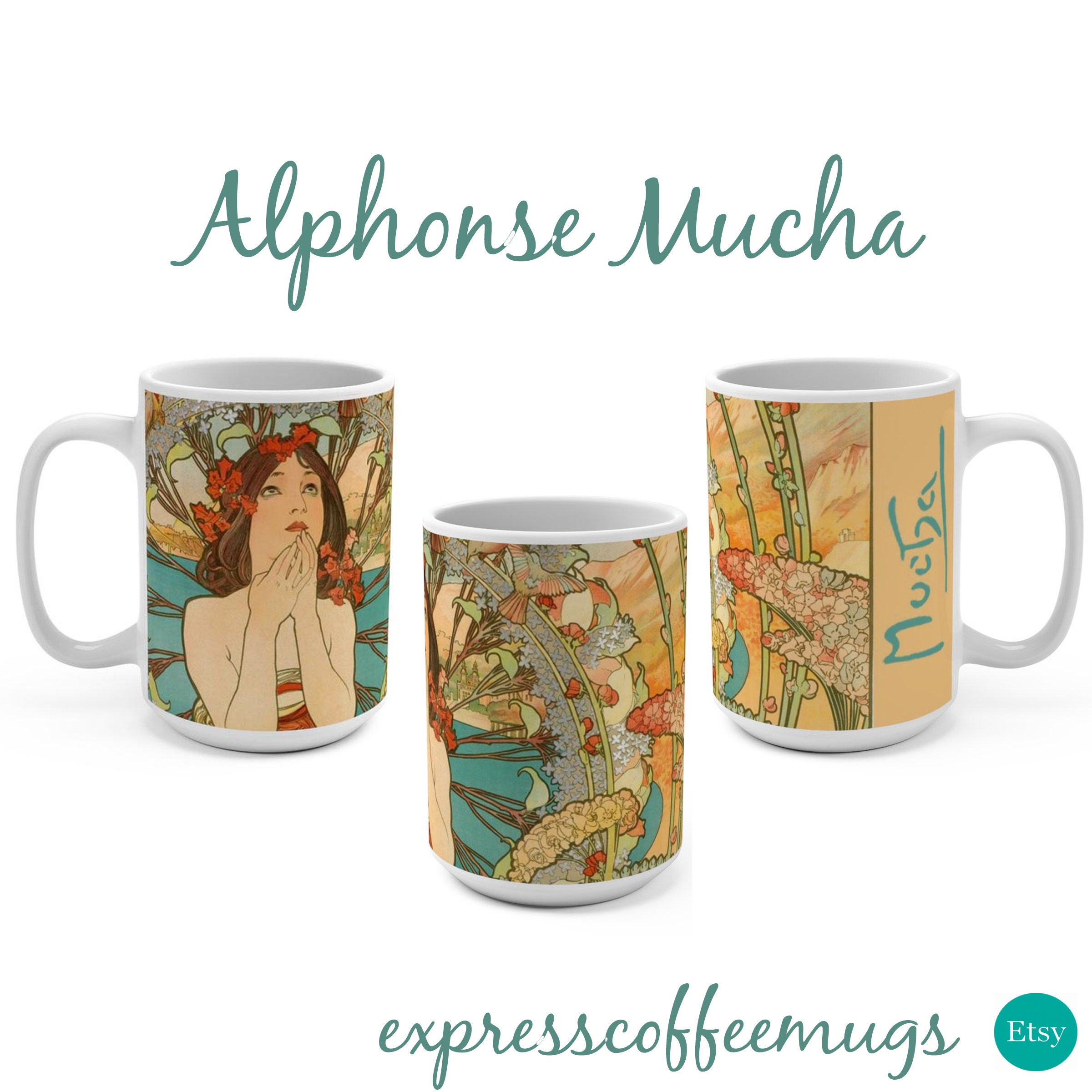 Coffee Mug Coffee Cup Mucha Art Monte-carlo Decor 15oz - Etsy