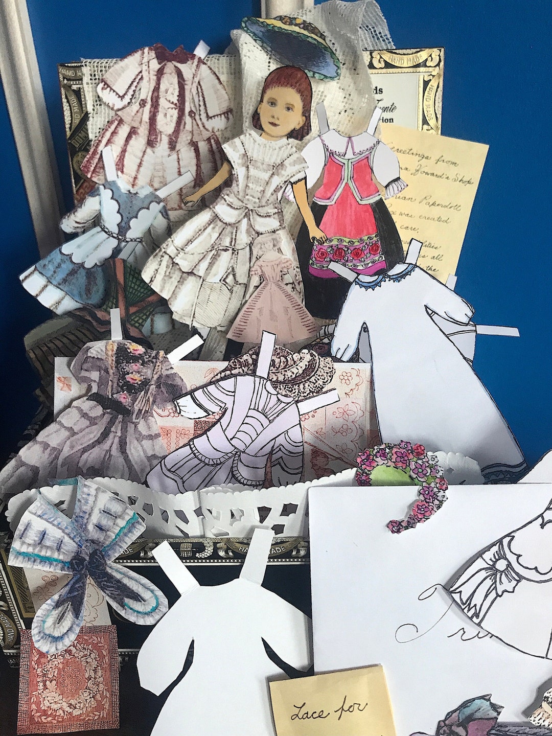 Susanna's Victorian Paper Doll Set, Handmade Pre-cut Clothes, Three ...