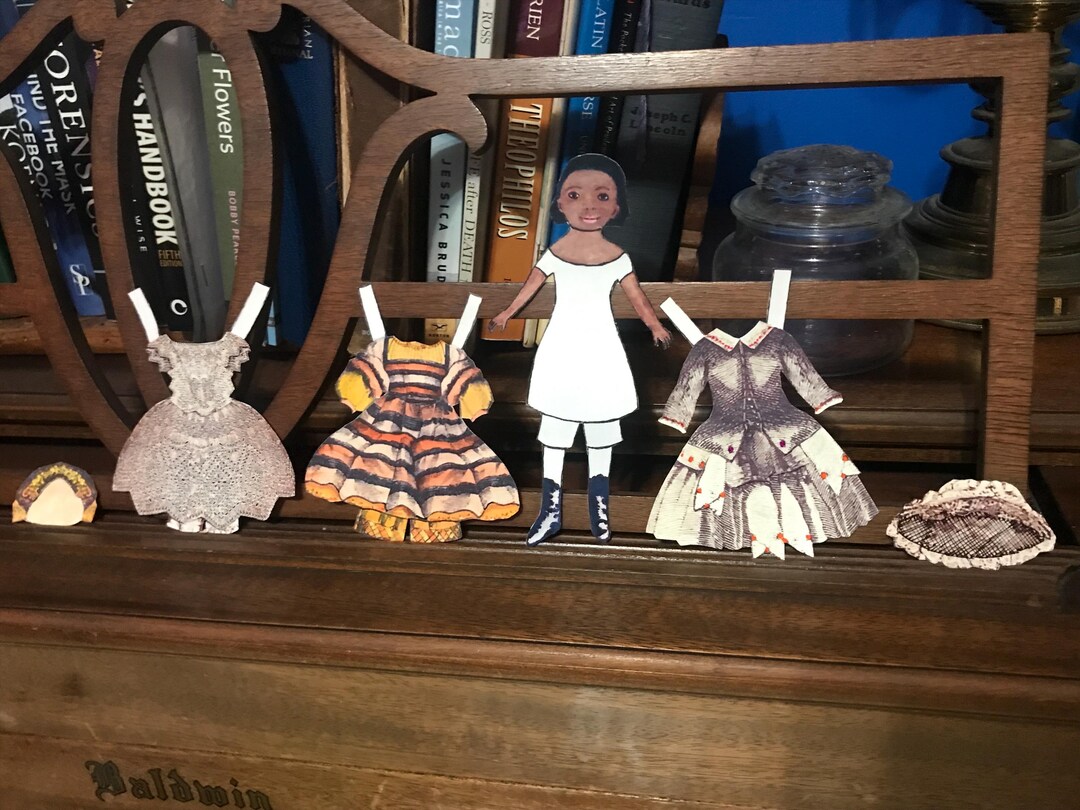 Tabitha Black Victorian Paper Doll Set, Pre-cut Clothes, and Miniature ...
