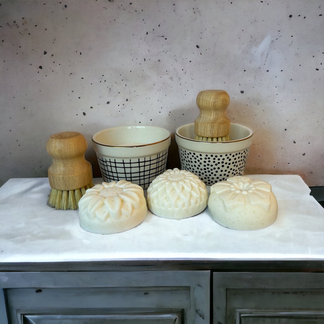 Dish Soap Gift Set Stoneware Container Soap Bamboo Brush - Etsy