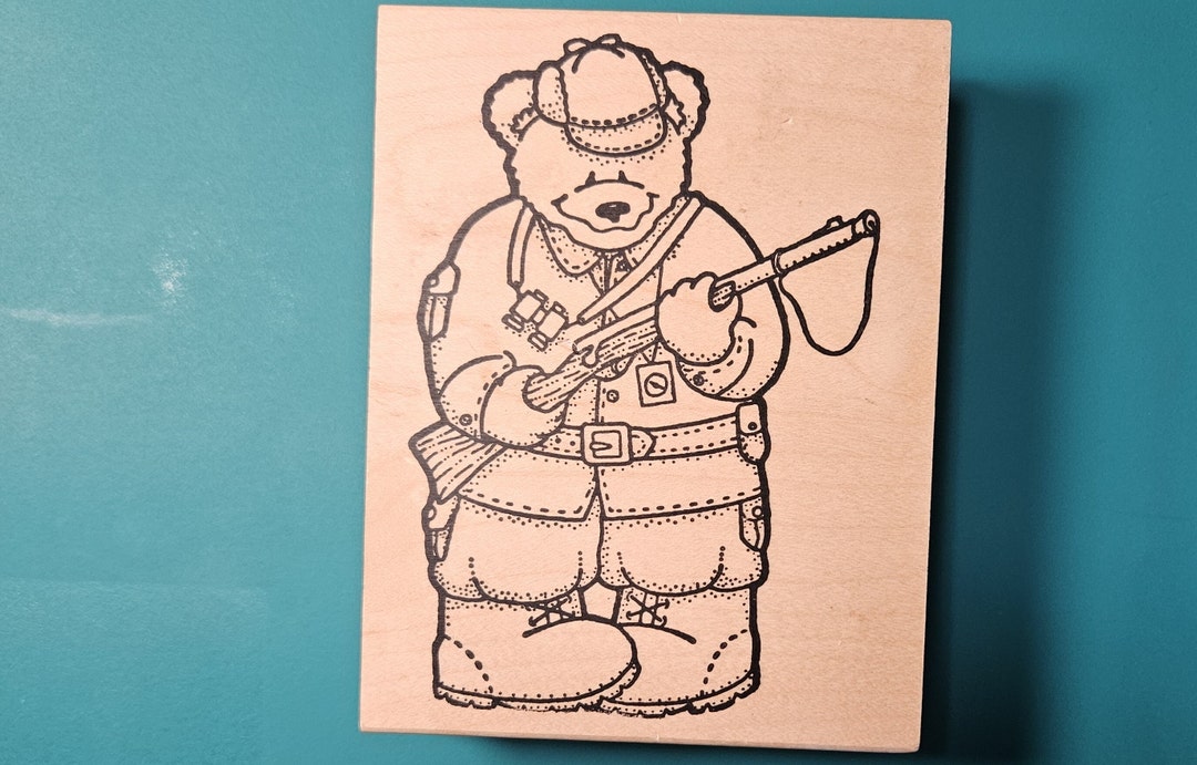 HUNTING BEAR Mounted Rubber Stamp UNBRANDED - Etsy