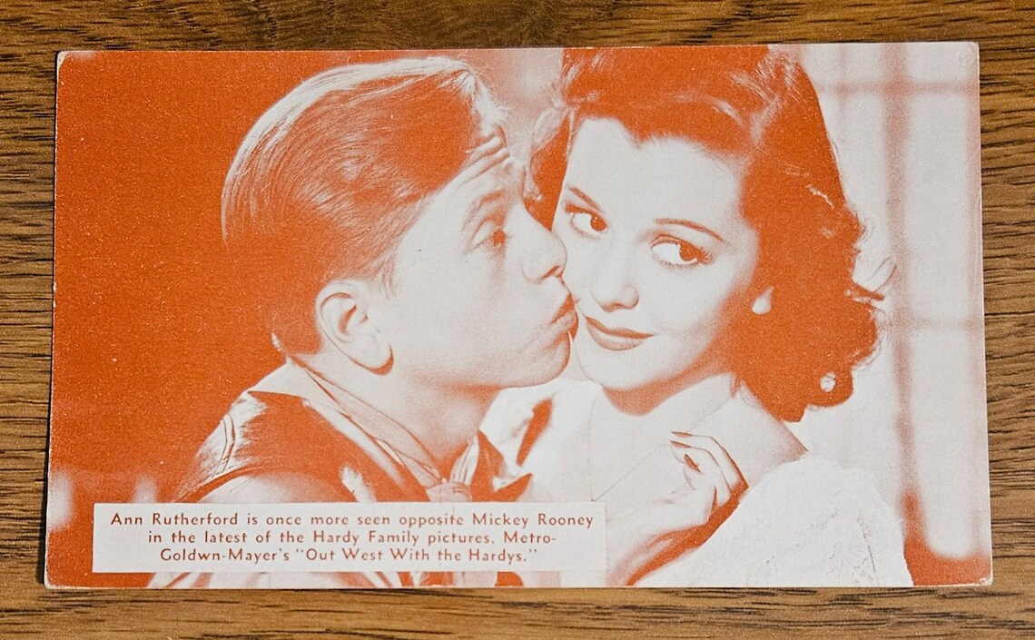 Mickey Rooney Ann Rutherford Advertising Postcard 1938 Hardy Family ...