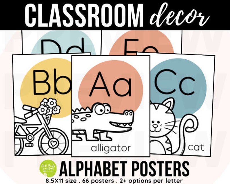 Alphabet Posters Classroom Decor ABC Posters Bulletin Board - Etsy