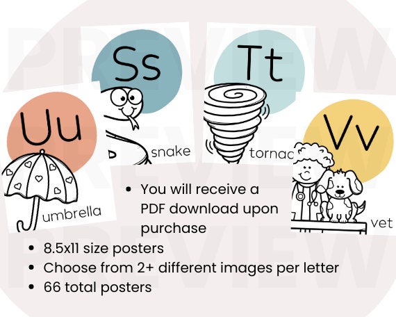 Alphabet Posters, Classroom Decor, ABC Posters, Bulletin Board ...