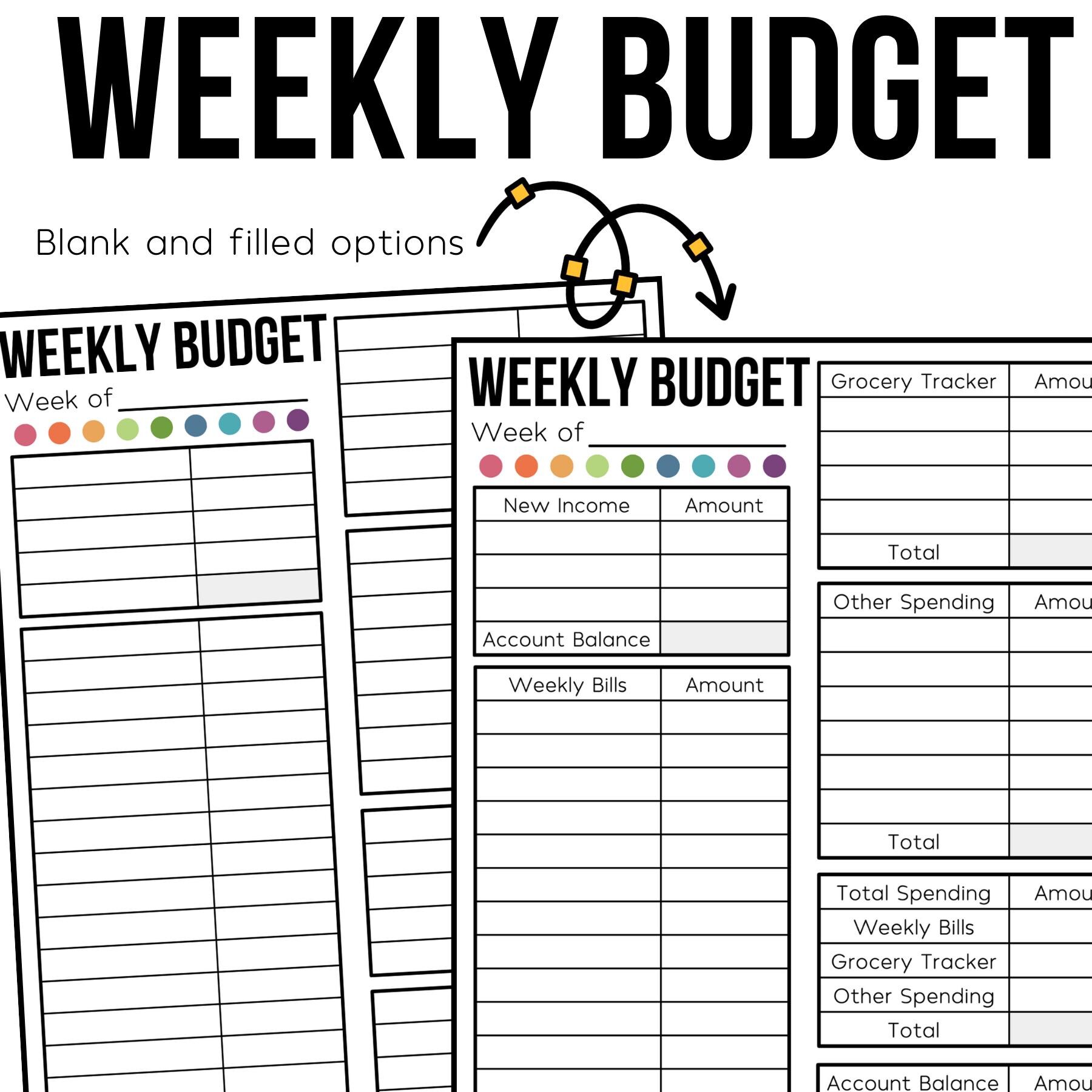 Weekly Budget Template Budgeting Finance Template Money Tracker - Etsy