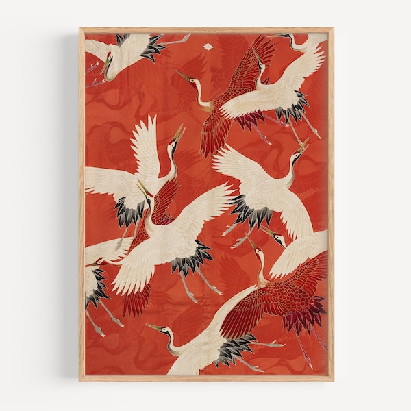 Japanese Cranes Poster - Etsy