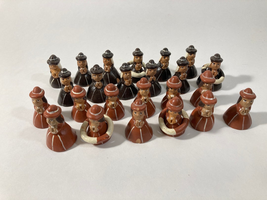 Checkers Set - Peruvian Pottery Figurative Checkers Set - Complete Set ...