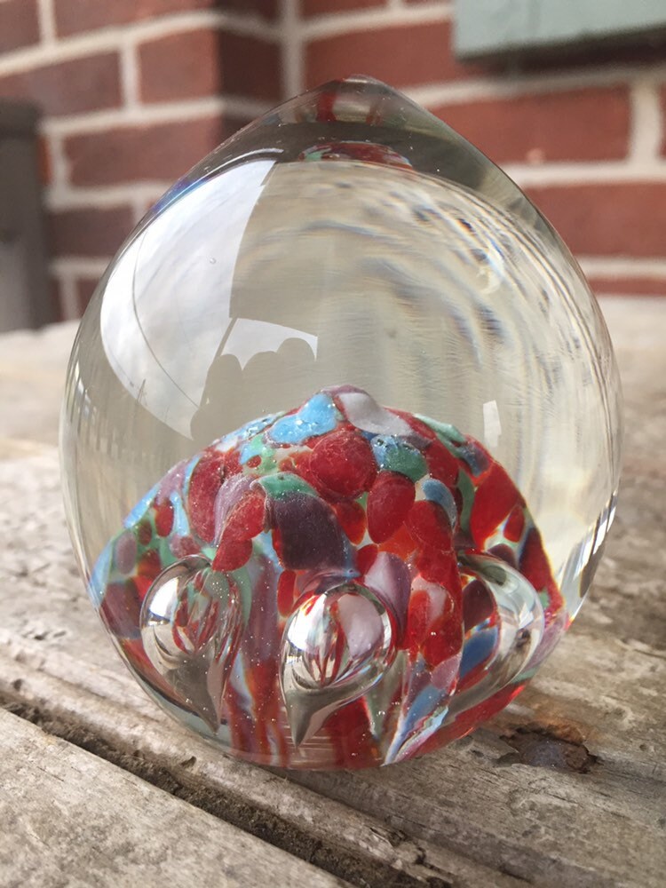 Vintage Norleans Paperweight Made in Japan Confetti Glass w/ Bubbles ...
