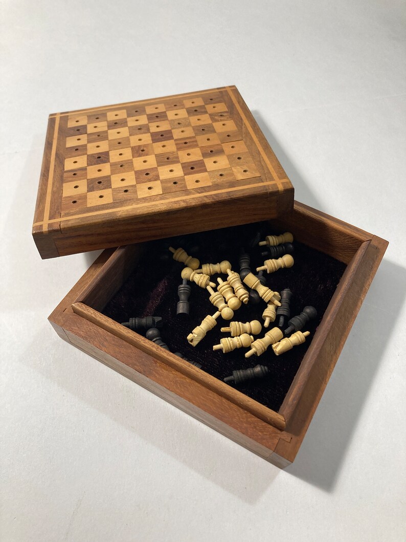 Wooden Travel Chess Set Peg Travel Chess - Etsy