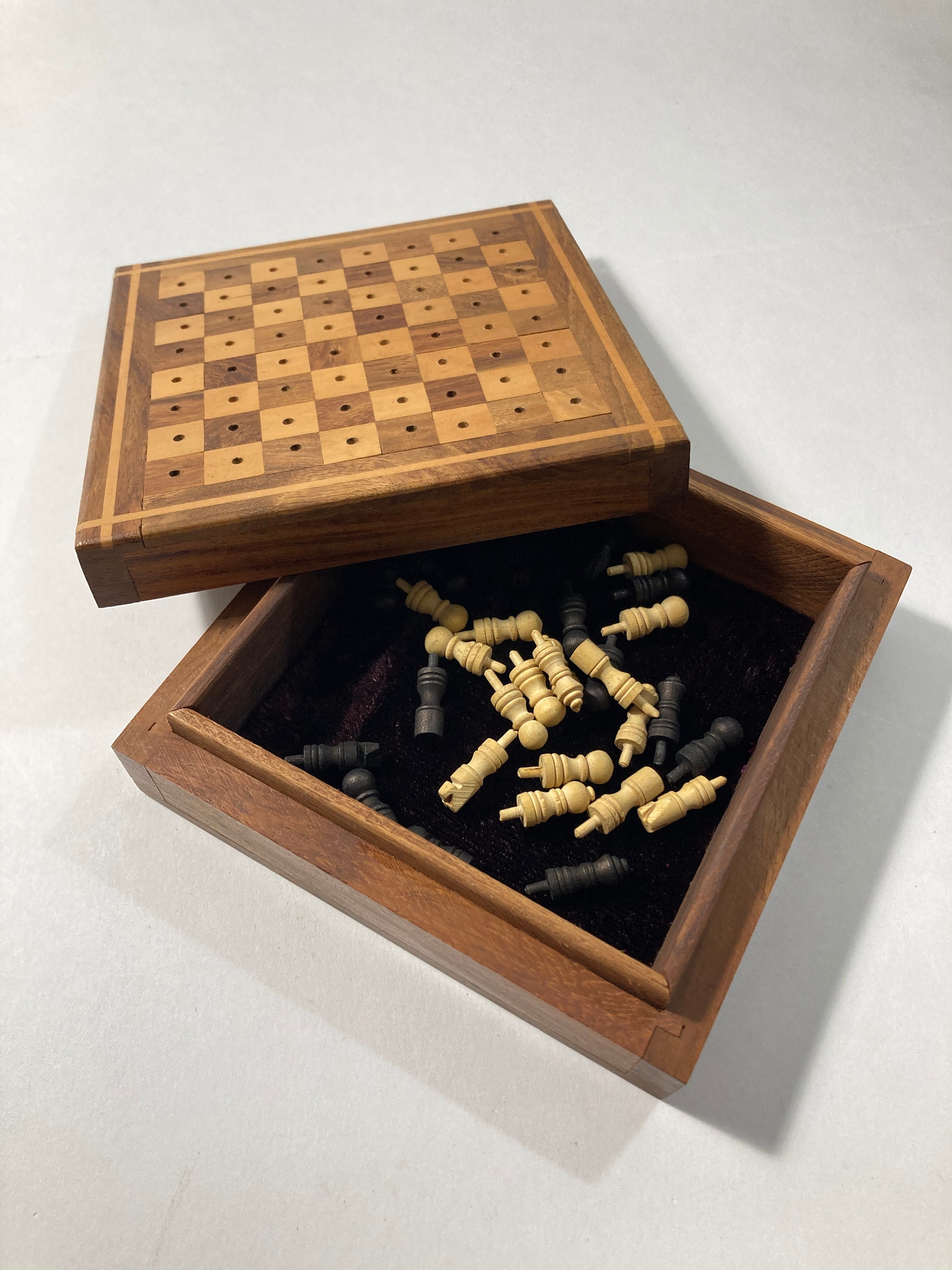 Wooden Travel Chess Set Peg Travel Chess - Etsy