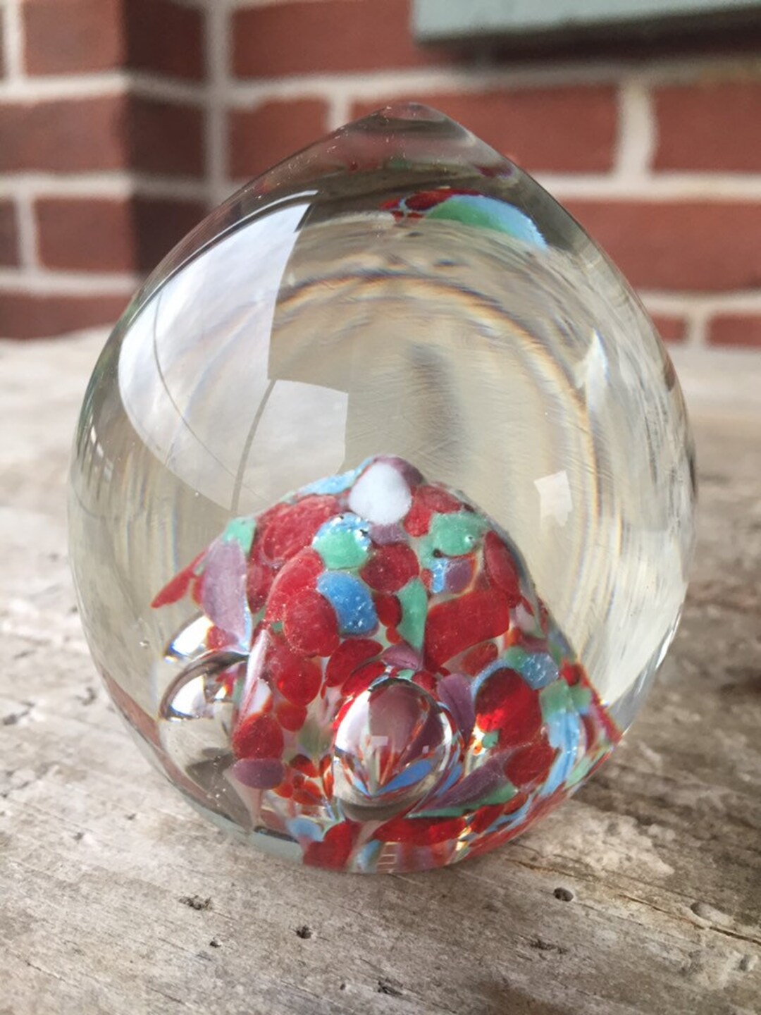 Vintage Norleans Paperweight Made in Japan Confetti Glass w/ Bubbles ...