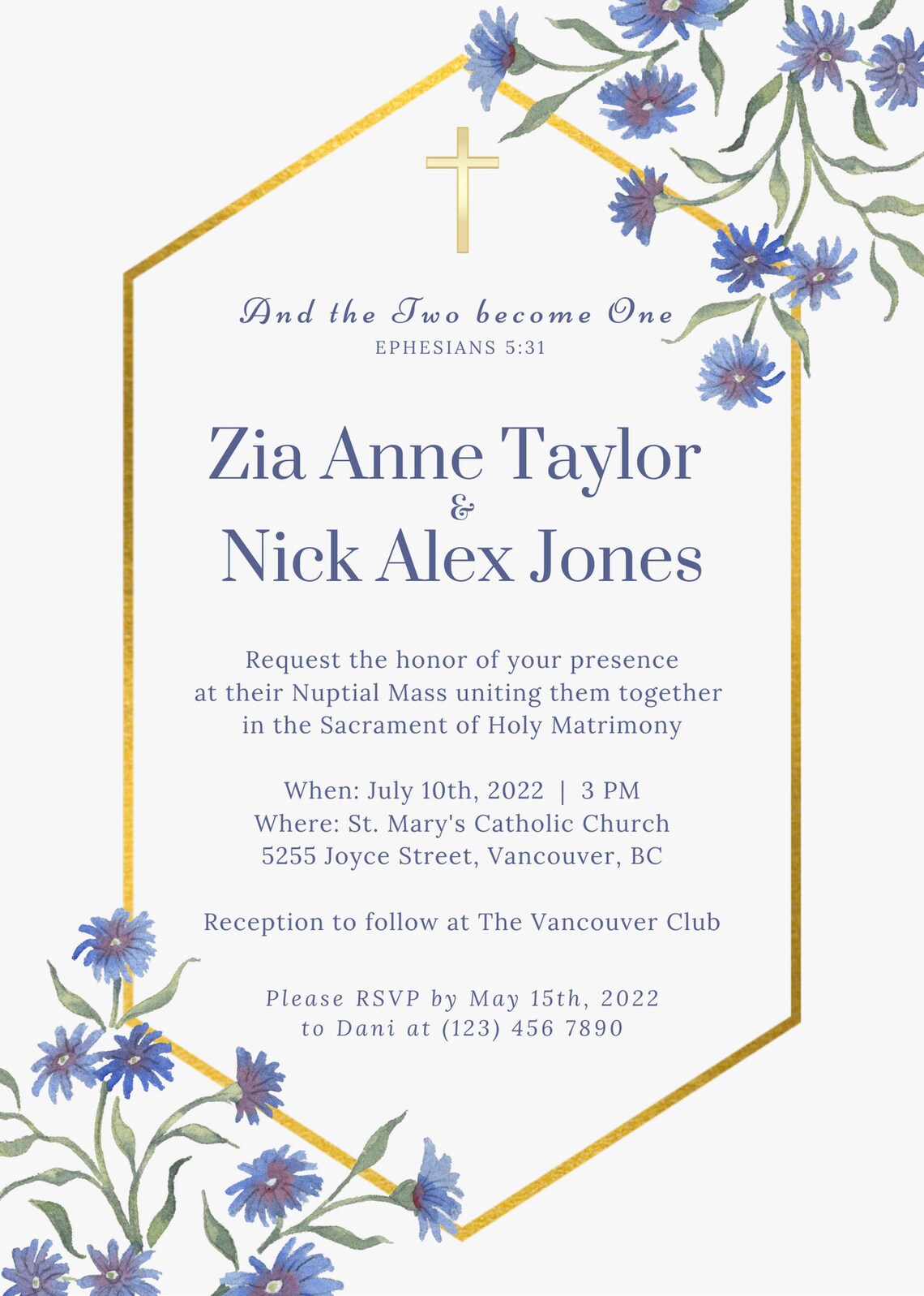 Catholic Wedding Invitation, Marian Blue, Customize, Wording, Wedding ...