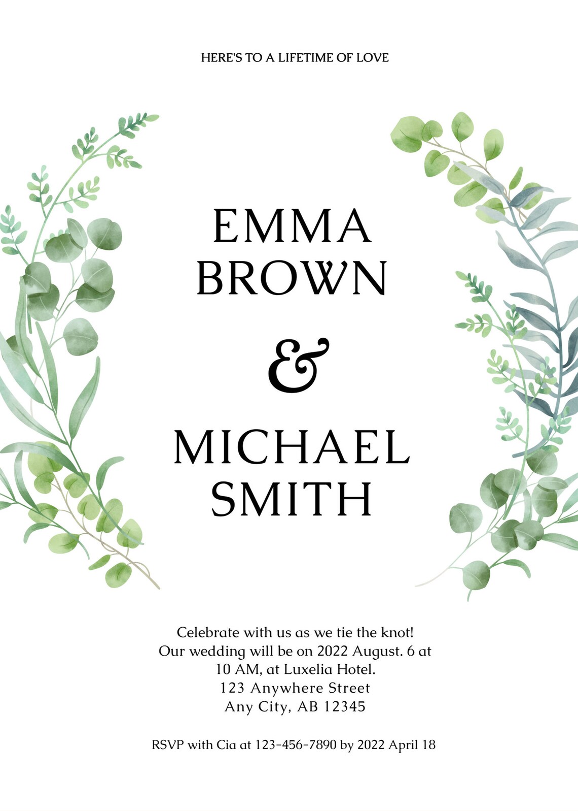 Greenery Wedding Invitation Design We Help Edit Wedding - Etsy