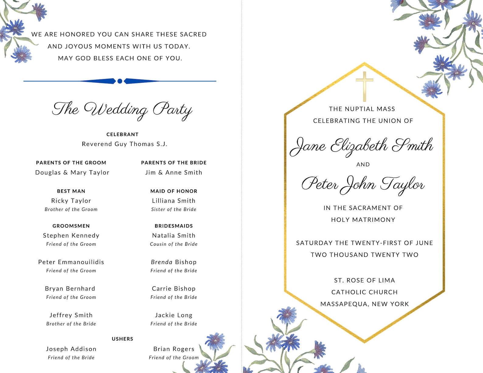 Catholic Wedding Program Template, Last Minute Catholic Wedding Program ...