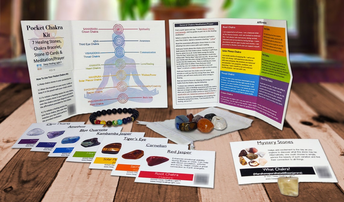 Pocket Chakra Kit Chakra Crystal Set Chakra Bracelet W/ | Etsy