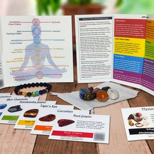 Pocket Chakra Kit Chakra Crystal Set, Chakra Bracelet W/ Chakra Diagram ...