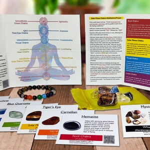 Pocket Chakra Kit Chakra Crystal Set, Chakra Bracelet W/ Chakra Diagram ...