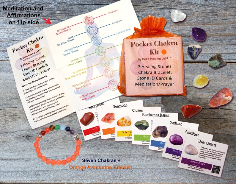 Pocket Chakra Kit Chakra Crystal Set Chakra Bracelet w/ | Etsy