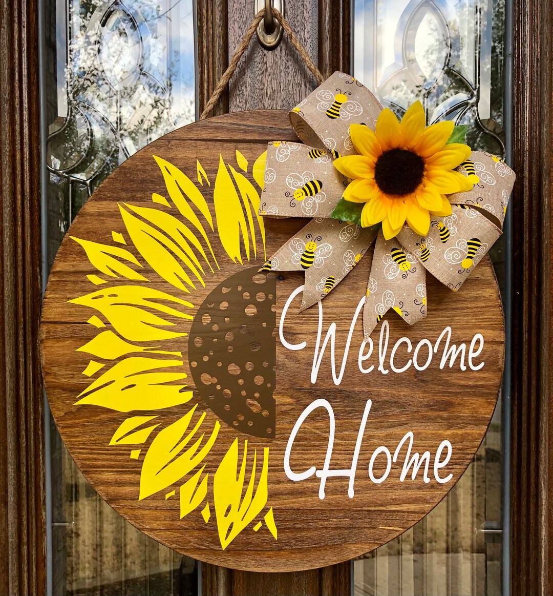 Sunflower Welcome Home Front Door Sign - Etsy